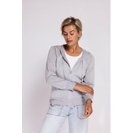 Zhrill Damen Kapuzenstrickjacke "AKIYO Strickjacke mit Kapuze"grau, Gr. L, Strick, Obermaterial: 70% Polyester, 30% Lyocell, Strickjacken, h&uuml;ftlang,