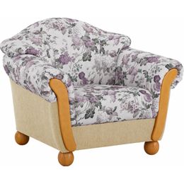 Sessel Home Affaire "Milano, bequemer Loungesessel, Landhaus-Stil, Holz-Chatosen und -F&uuml;&szlig;e", beige (creme, flieder gebl&uuml;mt), B:102cm H:83cm T:81cm, Chenille (70% Polyacryl, 30% Polyester) auf Korpus und Zierkissen, Sitz und R&uuml;cken im Blumenmuster &raquo;Paradise&laquo; (100% Polyester);Chenille (70% Polyacryl, 30% Polyester), Sessel, Sessel