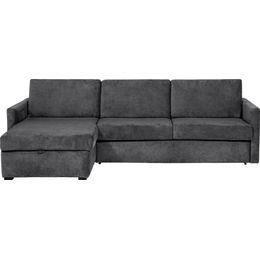 Schlafsofa Home Affaire "GOLDPOINT Ecksofa 264 cm, Liegefl&auml;che (140/200cm), L-Form", grau (anthrazit), B:264cm H:85cm T:157cm, Stuktur weich (100% Polyester);Luxus-Microfaser (100% Polyester), Sofas, Schlafsofa, Bettfunktion, Bonell-Federkernmatratze und Dauerschl&auml;fer-Funktion