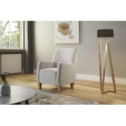 Sessel Home Affaire "Viva", beige (linen), B:74cm H:93cm T:81cm, 100% Polyester, Sessel, Sessel, mit Federkern, mit Eichenf&uuml;&szlig;en