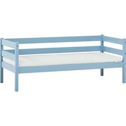 Einzelbett Hoppekids "ECO Comfort Kinderbett, Kiefer Massivholz, Jugendbett inkl. Rollrost", blau (traum blau), B:76cm H:65cm L:166cm, Kiefer massiv, Betten, 70x160 cm, wahlweise in verschieden Farben/ Matratze/ Absturzsicherung