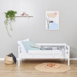 Einzelbett Hoppekids "ECO Comfort Kinderbett, Kiefer Massivholz, Jugendbett inkl. Rollrost", wei&szlig;, B:76cm H:65cm L:166cm, Kiefer massiv, Betten, 70x160 cm, wahlweise in verschieden Farben/ Matratze/ Absturzsicherung