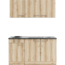 Pantryk&uuml;che Optifit "Bella", beige (k&uuml;che: natur, front: wildeiche, korpus: wildeichefarben, arbeitsplatte: anthrazit), B:150cm T:60cm, Komplettk&uuml;chen-Sets, Breite 150 cm, wahlweise mit Kochfeld oder Unterbauk&uuml;hlschrank