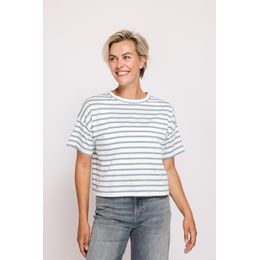 Rundhalsshirt Zhrill "ZHGADY Ringel Shirt", Damen, Gr. L, blau, Single Jersey, Obermaterial: 100% Baumwolle, geringelt, gestreift, normal h&uuml;ftlang, Rundhals, Shirts Rundhalsshirt, normale Passform, Kurzarm-Design