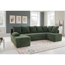 Jockenh&ouml;fer Wohnlandschaft JOCKENH&Ouml;FER GRUPPE "U-Form, B: 260 cm", gr&uuml;n (gr&uuml;n 426, 03), B:260cm T:85cm, Korpus: 100% Polyester;Kissen: 100% Polyester, Sofas, Wohnlandschaft, mit Bettfunktion & Bettkasten
