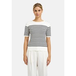 Rundhalspullover Milano Italy, Damen, Gr. L, navy, Feinstrick, Material: 96% Viskose, 4% Elasthan, gestreift, regular fit normal, Rundhals, eingesetzt Rippb&uuml;ndchen, Pullover Rundhalspullover, aus Feinstrick