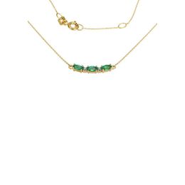 Kette mit Anh&auml;nger Firetti "Schmuck Geschenk Gold 585 Halsschmuck Halskette Goldkette Navette", gr&uuml;n (gelbgoldfarben, wei&szlig;goldfarben, gr&uuml;n), Halsketten, Damen, 0,02, Diamanten Gelbgold 585, L: 42 B: 2mm, Diamanten, Gelbgold 585, mit Smaragd - mit Brillant, B:2mm