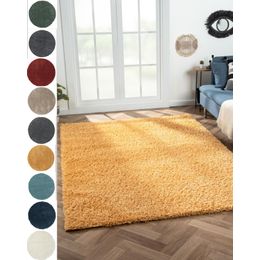 Hochflor-Teppich "My Shaggy", gold (goldgelb), B:160cm H:37mm L:230cm, Polypropylen (PP), MyFlair M&Ouml;BEL & ACCESSOIRES, Teppiche, Shaggy, Uni-Farben, leicht gl&auml;nzend, Microfaser, extra flauschig