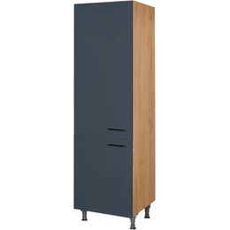 Hochschrank Nobilia "Easytouch", Ausrichtung w&auml;hlbar, mit zwei T&uuml;ren, vormontiert", blau (front: lacklaminat fjordblau ultramatt, korpus: eiche sierra nachbildung), B:60cm H:216,6cm T:58,3cm, Schr&auml;nke, Hochschrank, Breite/H&ouml;he: 60/216,6 cm