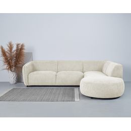 Ecksofa Home Affaire "OSTRUP Rundsofa, L-Form, Naturt&ouml;ne, Boucle oder Chenille", wei&szlig; (ivory), B:273cm H:73cm T:250cm, 100% Polyester, Sofas, Ecksofa, Breite 273 cm, organische Form mit sanften Rundungen