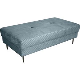 Hocker TRENDS BY HG "Summer", blau (laggon), B:142cm H:46cm T:78cm, Hocker, Hocker, in Cord-Stoff mit Metallfu&szlig;