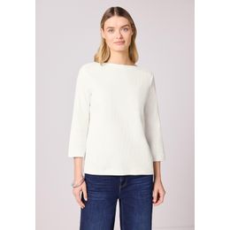 3/4-Arm-Shirt Street One, Damen, Gr. 46, sanftes wei&szlig;, Web, 95% Baumwolle, 5% Elasthan, unifarben, normal normal, U-Boot-Ausschnitt, abgesteppt, Shirts 3/4-Arm-Shirt, Jersey