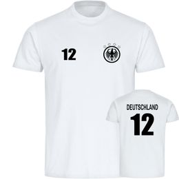 multifanshop Herren T-Shirt - Deutschland - Adler Retro Trikot 12 - Druck schwarz - M&auml;nner