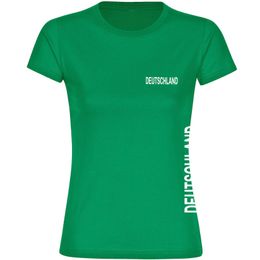 multifanshop Damen T-Shirt - Deutschland - Brust & Seite - Druck wei&szlig; - Frauen