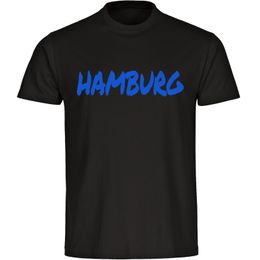 multifanshop Herren T-Shirt - Hamburg - Textmarker - Druck blau - M&auml;nner