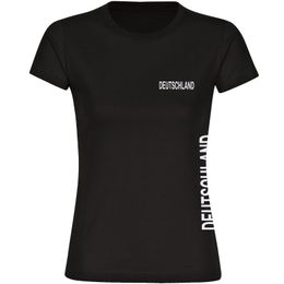 multifanshop Damen T-Shirt - Deutschland - Brust & Seite - Druck wei&szlig; - Frauen