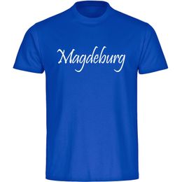 multifanshop Herren T-Shirt - Magdeburg - Schriftzug - Druck wei&szlig; - M&auml;nner
