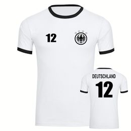 multifanshop Kontrast T-Shirt - Deutschland - Adler Retro Trikot 12 - Druck schwarz - M&auml;nner