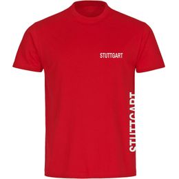 multifanshop Herren T-Shirt - Stuttgart - Brust & Seite - Druck wei&szlig; - M&auml;nner