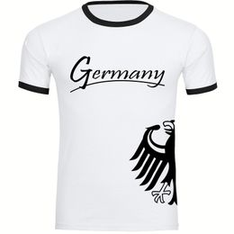 multifanshop Kontrast T-Shirt - Germany - Adler seitlich - Druck schwarz - M&auml;nner