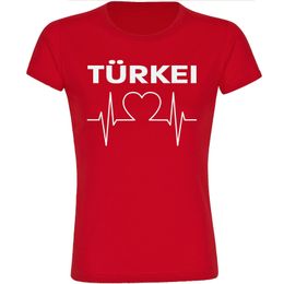 multifanshop Damen T-Shirt - T&uuml;rkei - Herzschlag - Druck wei&szlig; - Frauen