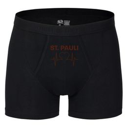 multifanshop Herren Boxer Short - St. Pauli - Herzschlag - Druck braun - Unterw&auml;sche