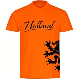 multifanshop Herren T-Shirt - Holland - L&ouml;we seitlich - Druck schwarz - M&auml;nner