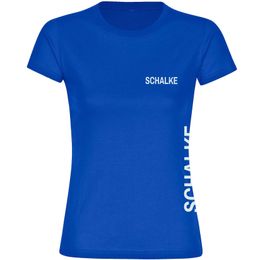 multifanshop Damen T-Shirt - Schalke - Brust & Seite - Druck wei&szlig; - Frauen