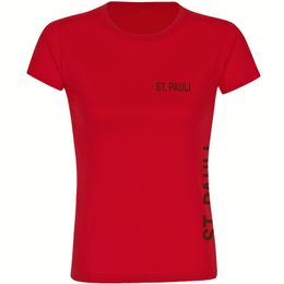 multifanshop Damen T-Shirt - St. Pauli - Brust & Seite - Druck braun - Frauen