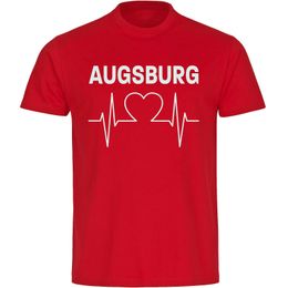 multifanshop Herren T-Shirt - Augsburg - Herzschlag - Druck wei&szlig; - M&auml;nner
