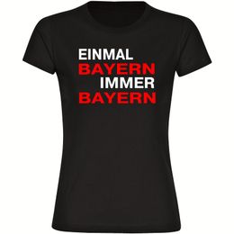 multifanshop Damen T-Shirt - Bayern - Einmal Immer - Druck rot - Frauen