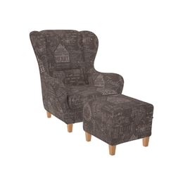 Supellex Sofia Ohrensessel mit Hocker Design Helsinki Braun?