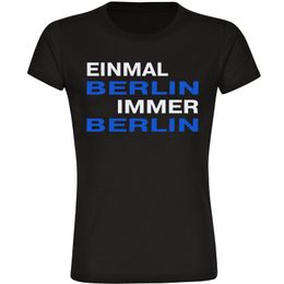 multifanshop Damen T-Shirt - Berlin blau - Einmal Immer - Druck blau - Frauen