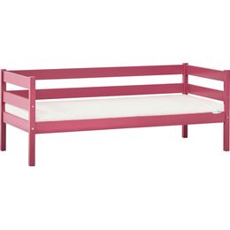 Einzelbett Hoppekids "ECO Comfort Kinderbett, Kiefer Massivholz, Jugendbett inkl. Rollrost", rosa (barockrose), B:76cm H:65cm L:166cm, Kiefer massiv, Betten, 70x160 cm, wahlweise in verschieden Farben/ Matratze/ Absturzsicherung