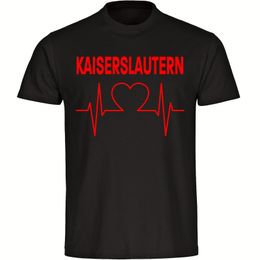 multifanshop Herren T-Shirt - Kaiserslautern - Herzschlag - Druck rot - M&auml;nner