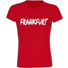 multifanshop Damen T-Shirt - Frankfurt - Textmarker - Druck wei&szlig; - Frauen