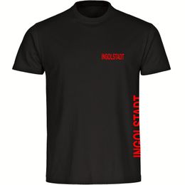 multifanshop Herren T-Shirt - Ingolstadt - Brust & Seite - Druck rot - M&auml;nner