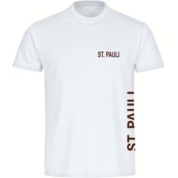 multifanshop Herren T-Shirt - St. Pauli - Brust & Seite - Druck braun - M&auml;nner