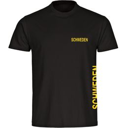multifanshop Herren T-Shirt - Schweden - Brust & Seite - Druck gelb - M&auml;nner