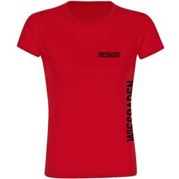 multifanshop Damen T-Shirt - Wiesbaden - Brust & Seite - Druck schwarz - Frauen