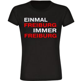 multifanshop Damen T-Shirt - Freiburg - Einmal Immer - Druck rot - Frauen