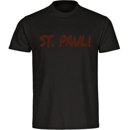 multifanshop Herren T-Shirt - St. Pauli - Textmarker - Druck braun - M&auml;nner