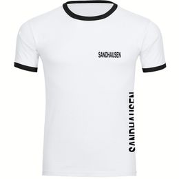multifanshop Kontrast T-Shirt - Sandhausen - Brust & Seite - Druck schwarz - M&auml;nner