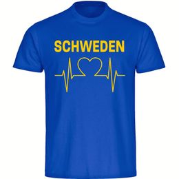 multifanshop Herren T-Shirt - Schweden - Herzschlag - Druck gelb - M&auml;nner
