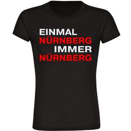 multifanshop Damen T-Shirt - N&uuml;rnberg - Einmal Immer - Druck rot - Frauen
