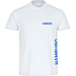 multifanshop Herren T-Shirt - Hamburg - Brust & Seite - Druck blau - M&auml;nner