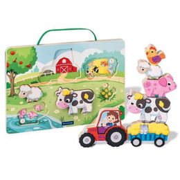 RAVENSBURGER VERLAG Play+ Magnetisches Holz-Z&auml;hl-Puzzle: Bauernhof - ab 12 Monate