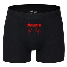 multifanshop Herren Boxer Short - D&uuml;sseldorf - Herzschlag - Druck rot - Unterw&auml;sche