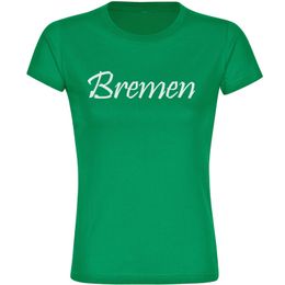multifanshop Damen T-Shirt - Bremen - Schriftzug - Druck wei&szlig; - Frauen