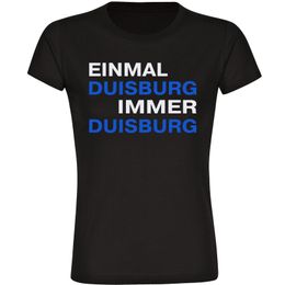 multifanshop Damen T-Shirt - Duisburg - Einmal Immer - Druck blau - Frauen